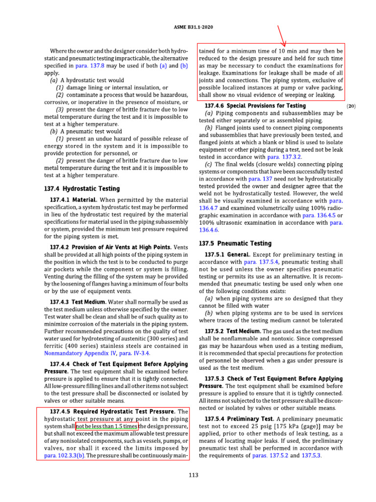 ASME 31.1 Power Piping Hyro Test | PDF