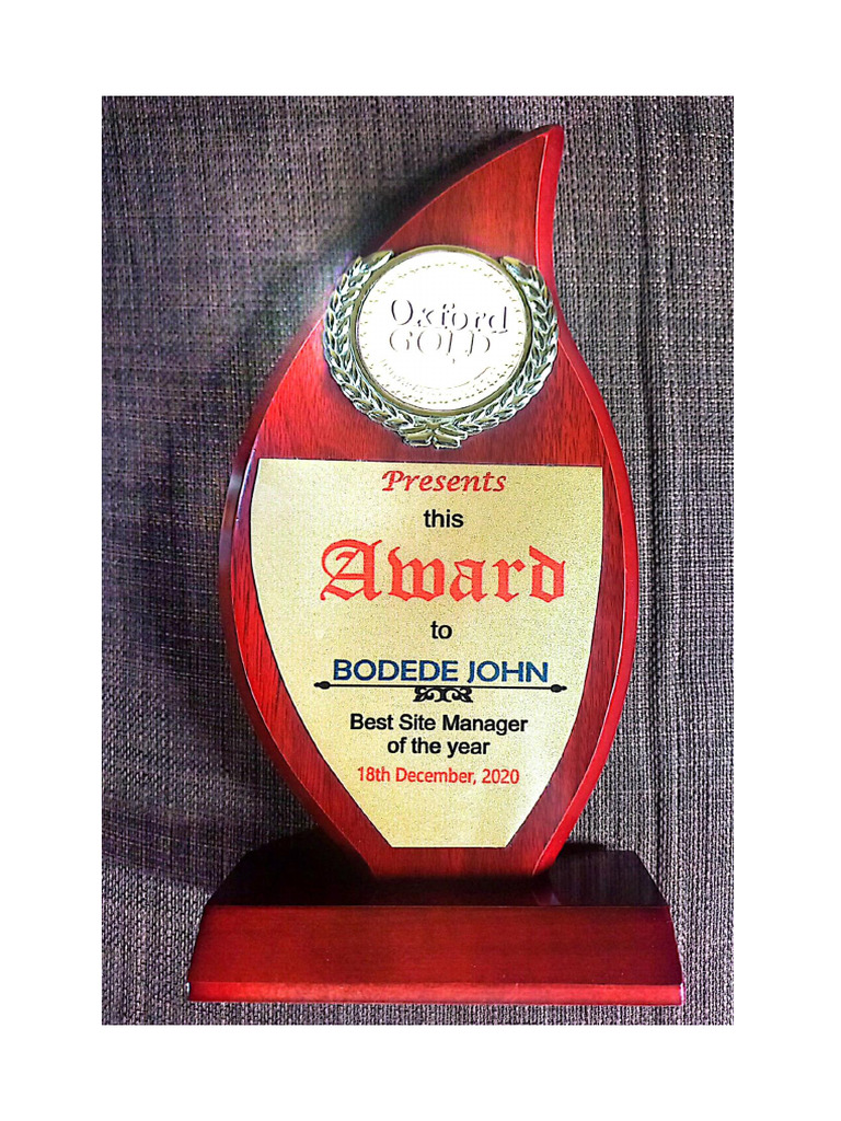 John Bodede Award | PDF