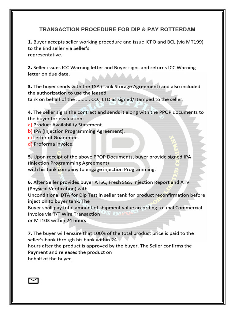 Fob Dip & Pay Rotterdam BLG | PDF | Finance & Money Management