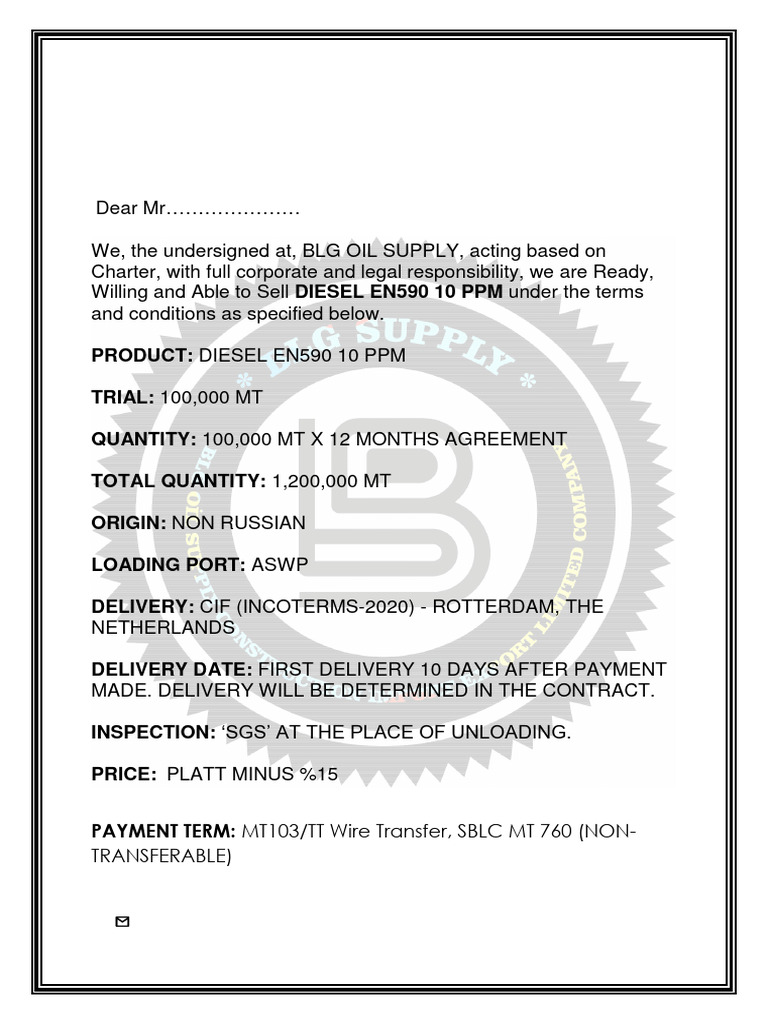 En590 Cif BLG | PDF | Receipt | Letter Of Credit