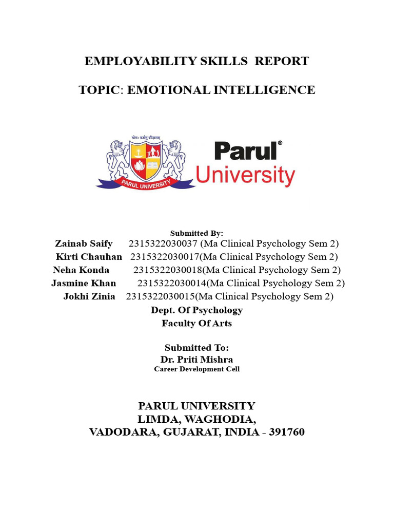 Emotional Intelligence Report - Final | PDF | Emotional Intelligence ...
