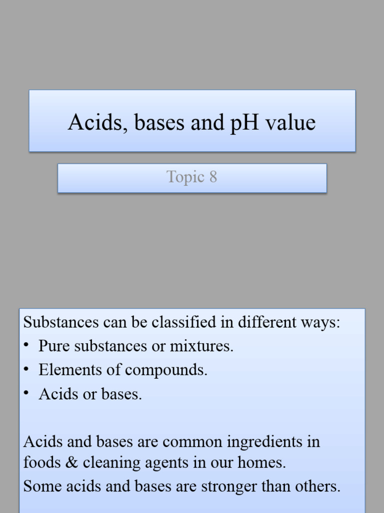 Topic 8 Acids, Bases & PH Value | PDF | Wellness | Lifestyle
