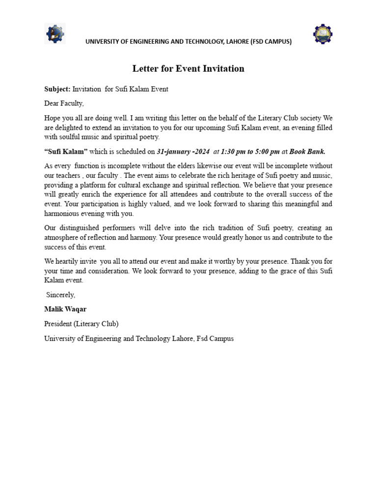 Invitation Letter | PDF