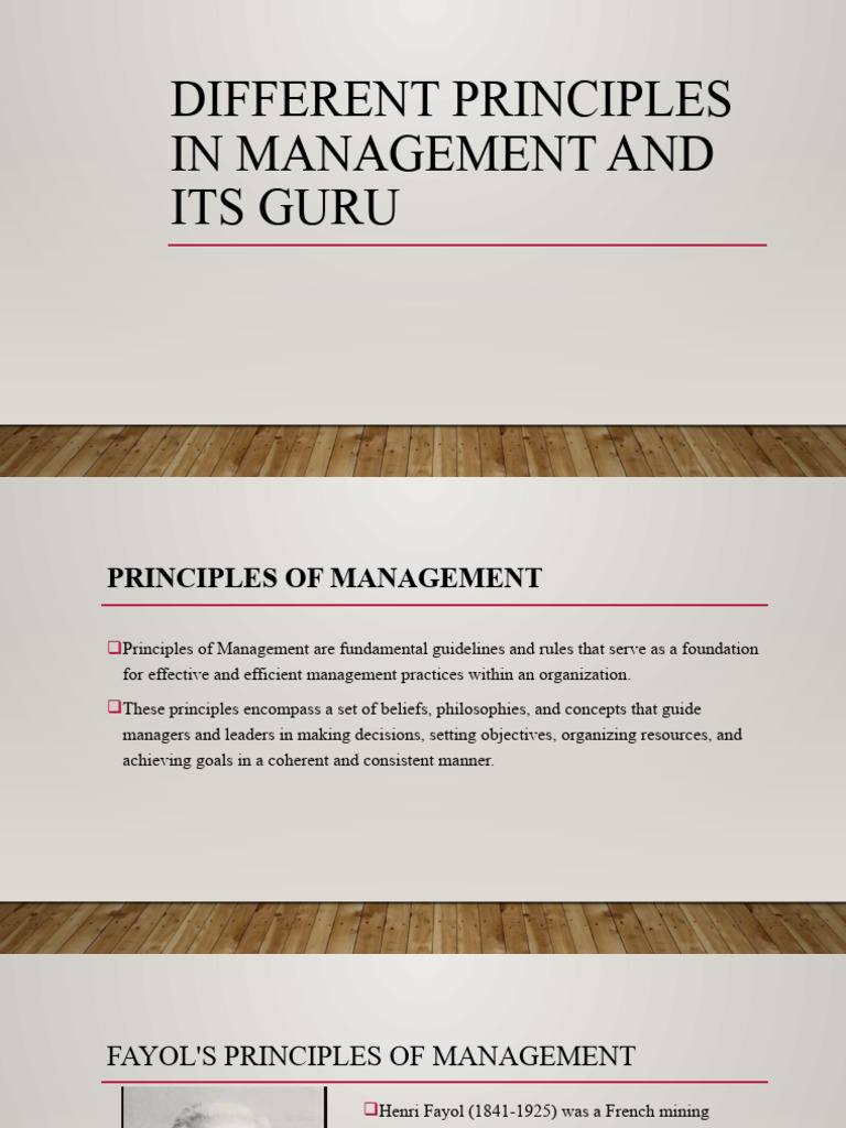 Different Principles in Management and Its Guru | PDF ...