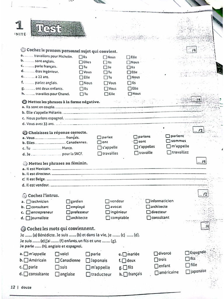 Révision Test A1 1 Pdf