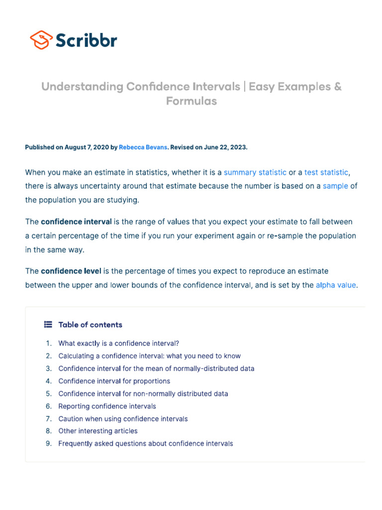 Lecture 16 Confidence Interval | PDF
