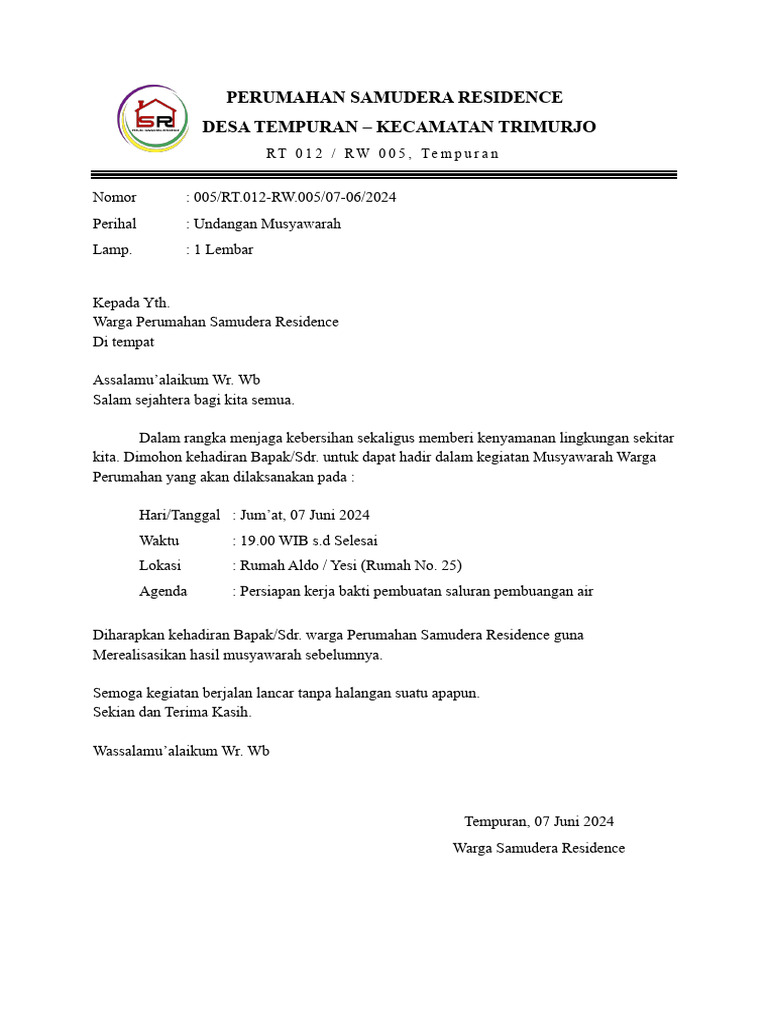 Undangan Musyawarah | PDF