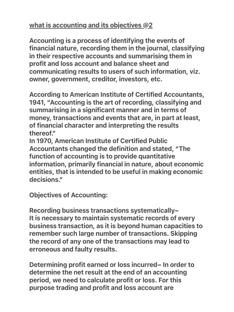 What Is Accounting and Its Objectives | PDF | Debits And Credits ...
