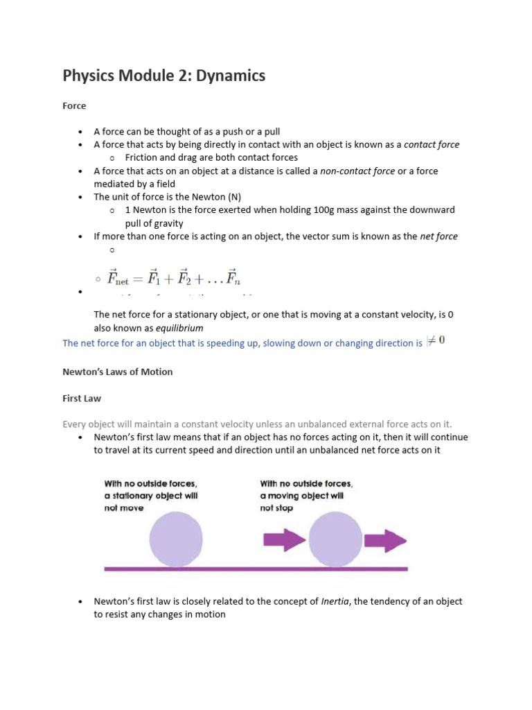 Module 2_Dynamics | Download Free PDF | Force | Potential Energy