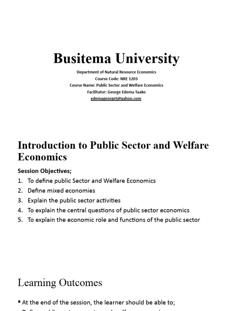 Introduction To Public Sector and Welfare Economics | PDF | Economics ...