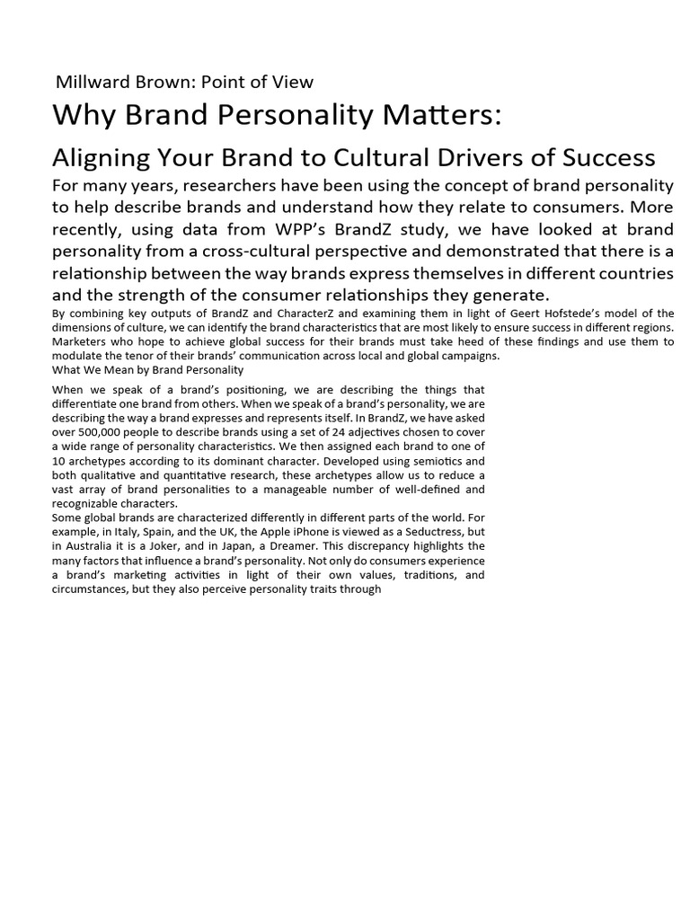 Why Brand personality matters - POV | PDF | Brand | Social Psychology