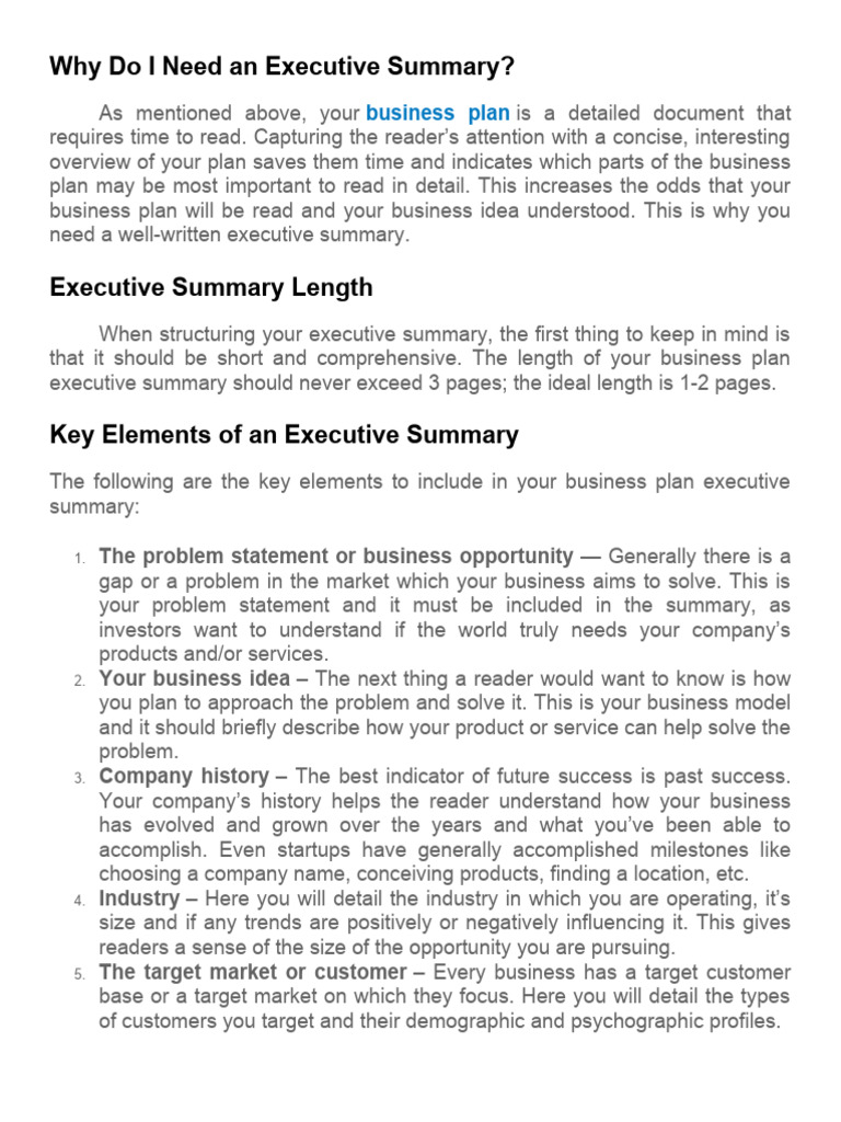 Why Do I Need An Executive Summary 1 | PDF | Question | Logic