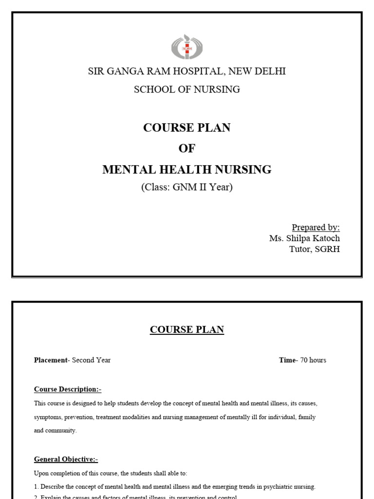 Course Plan-Mhn | PDF | Mental Disorder | Psychiatry
