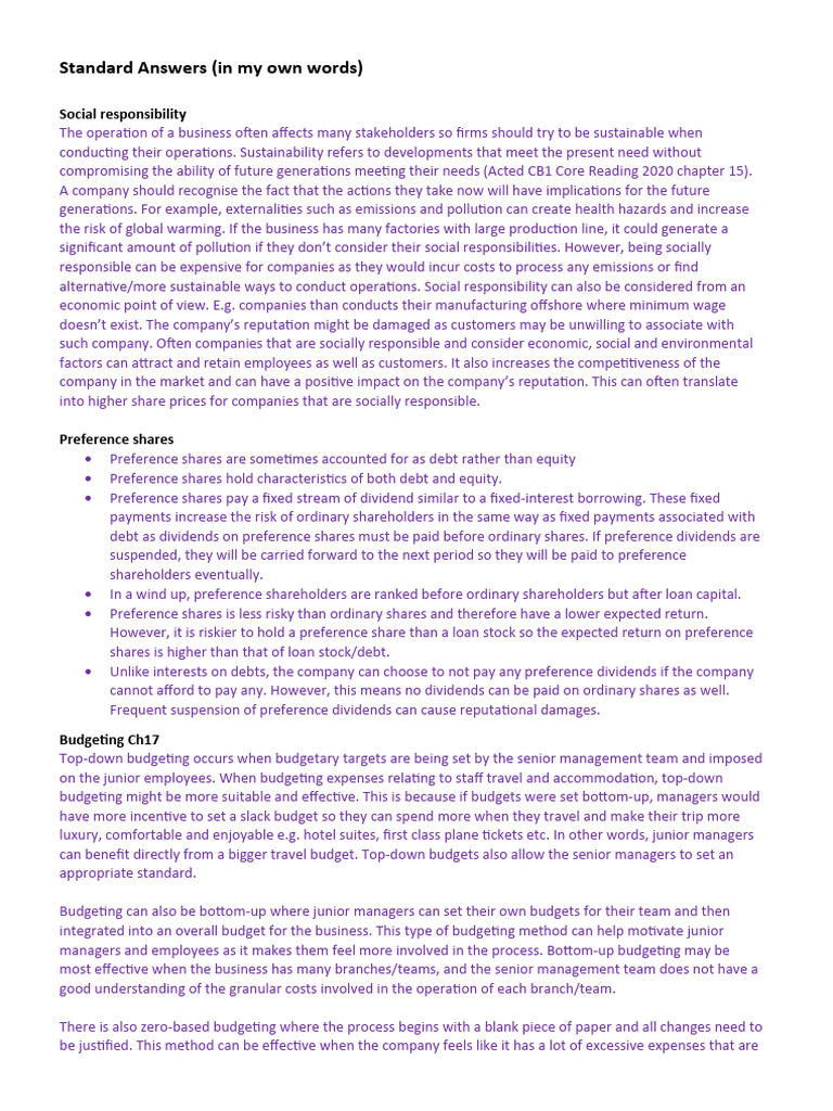 Revision CB1 - Standard Answers | PDF | Swap (Finance) | Dividend