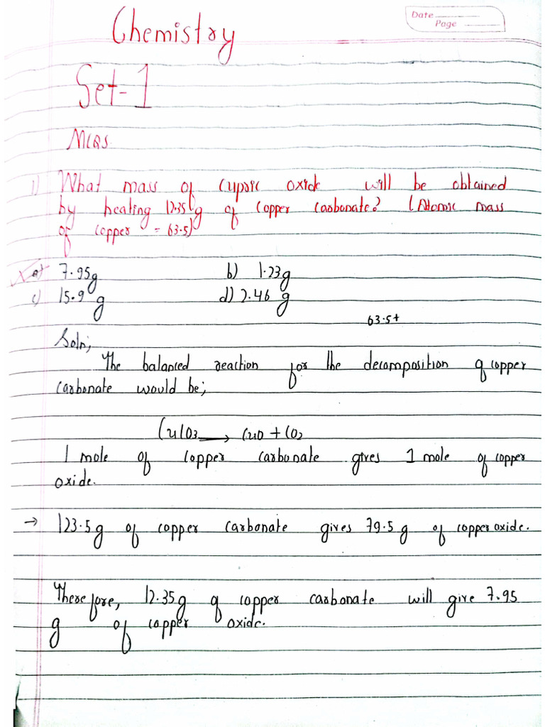 Chemistry Set 1 Solution | PDF