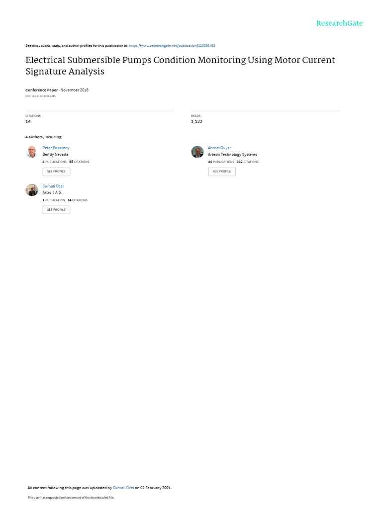ESP Condition Monitoring | PDF | Electric Motor | Spectral Density