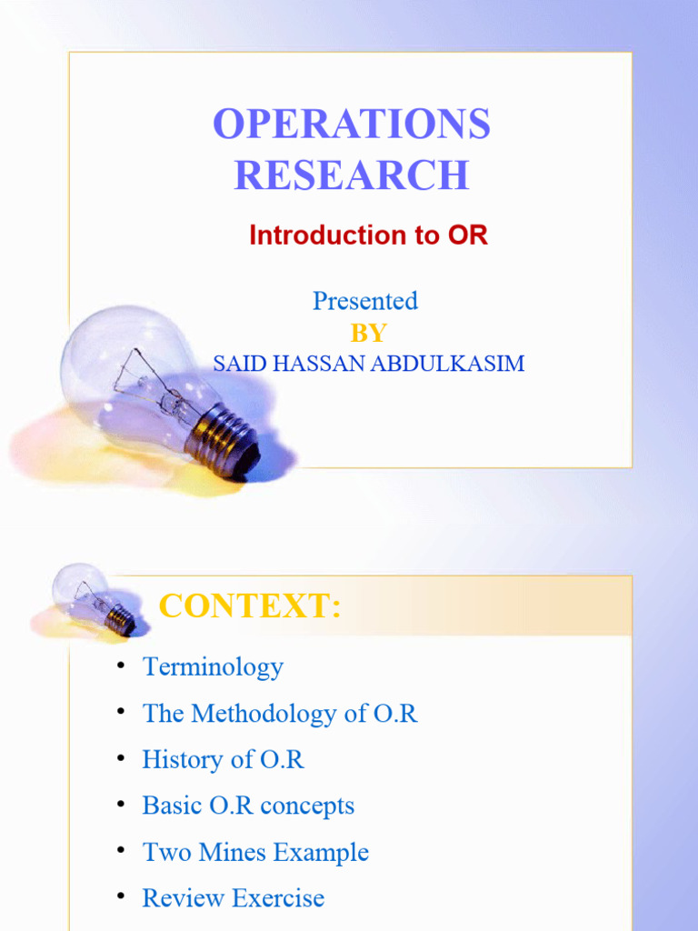Operations Research Chapter1 | PDF | Mathematical Optimization | Mathematical Model
