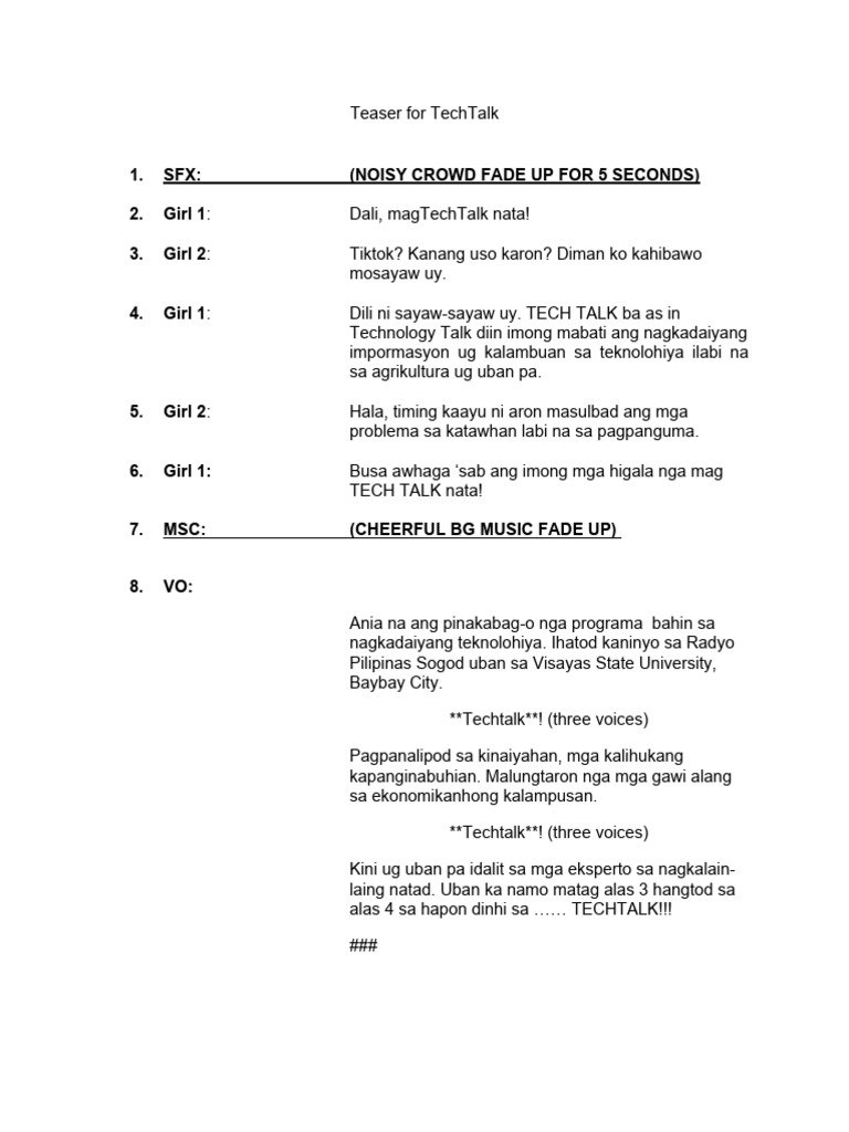 Teaser For Tech Talk | PDF