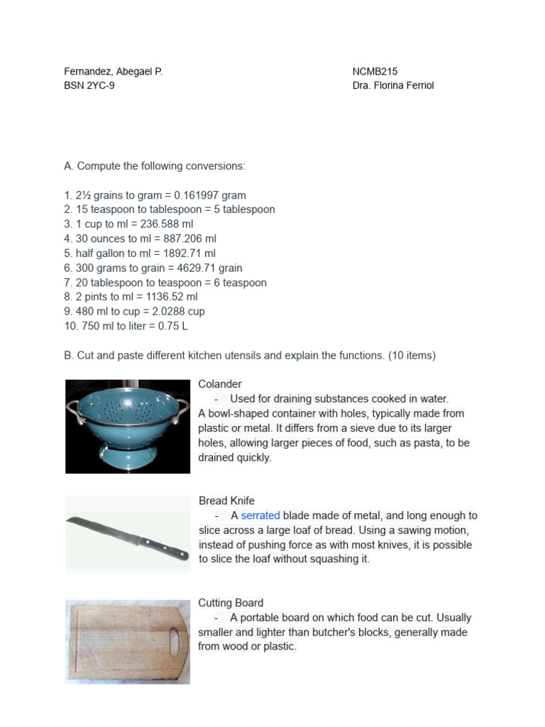 Fernandez - Course Task Lab 1 | PDF | Sushi | Hamburgers