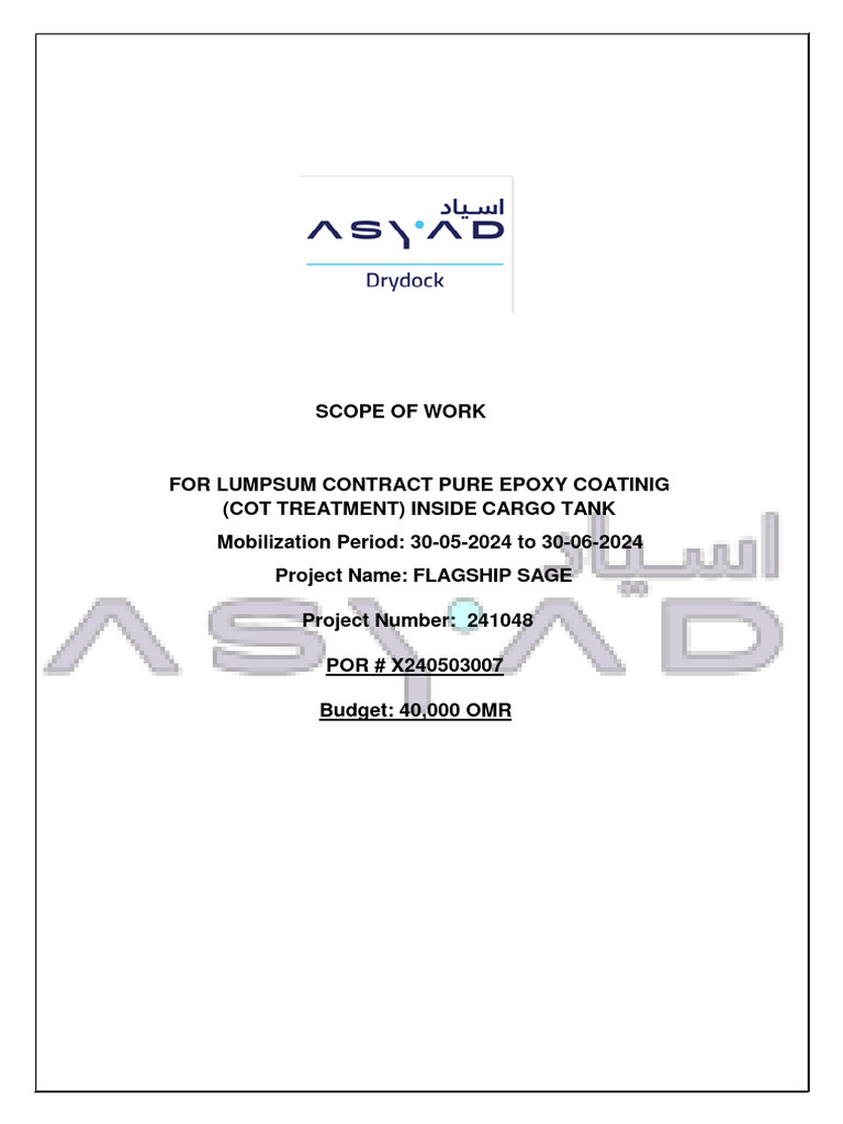 SOW Manpower Mobilization BP | PDF | Paint | Materials