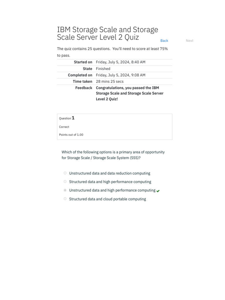 Ibm Storage Scale And Storage Scale Server Level 2 Quiz Attempt