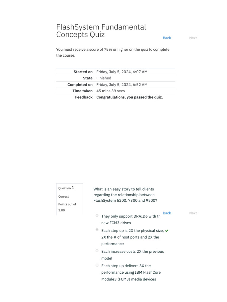 FlashSystem Fundamental Concepts Quiz - Attempt Review | PDF | Solid State Drive | Computer Data ...