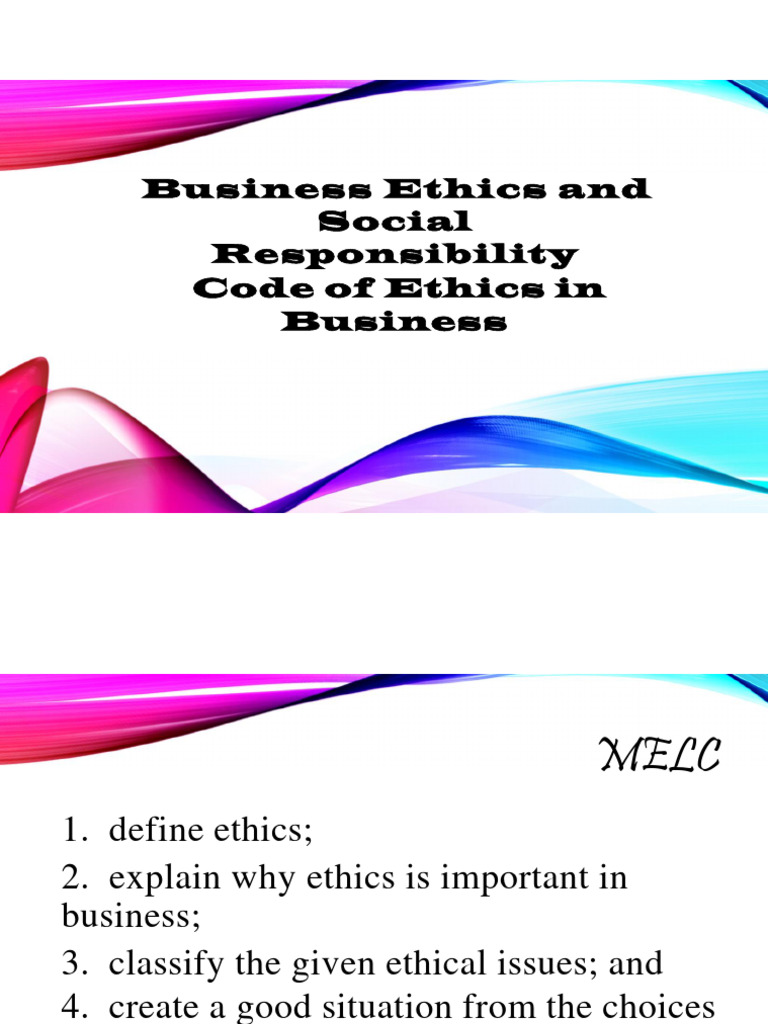 W3 Lesson 4.1 Code of Ethics in Business | PDF | Human Resources | Bribery