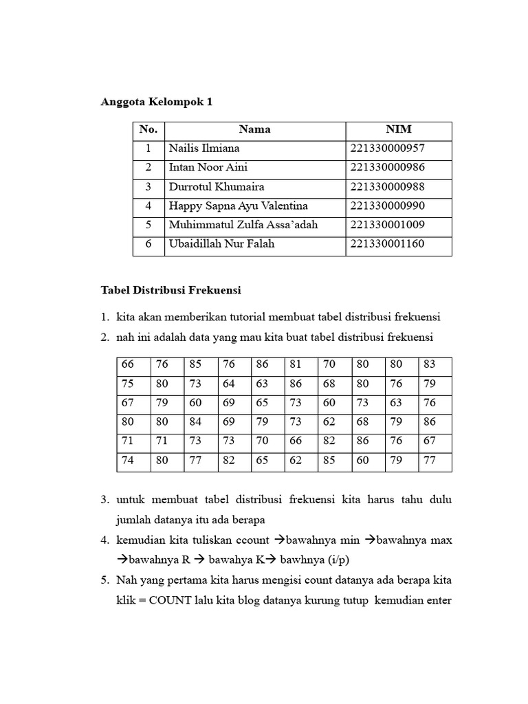 Tutorial Tabel dan Grafik Statistik | PDF