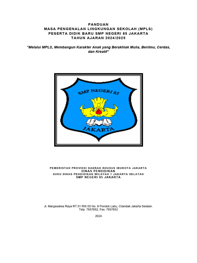 Panduan, Putih Putih Buku Panduan MPLS 2024 | PDF