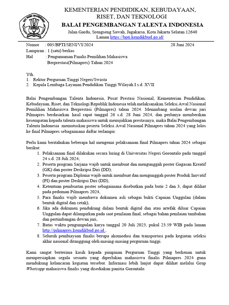 Poster Deskripsi Diri Pilmapres 2024 | PDF