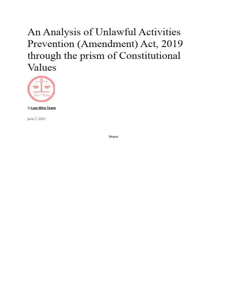 An Analysis of Unlawful Activities Prevention | PDF | Justice | Crime ...