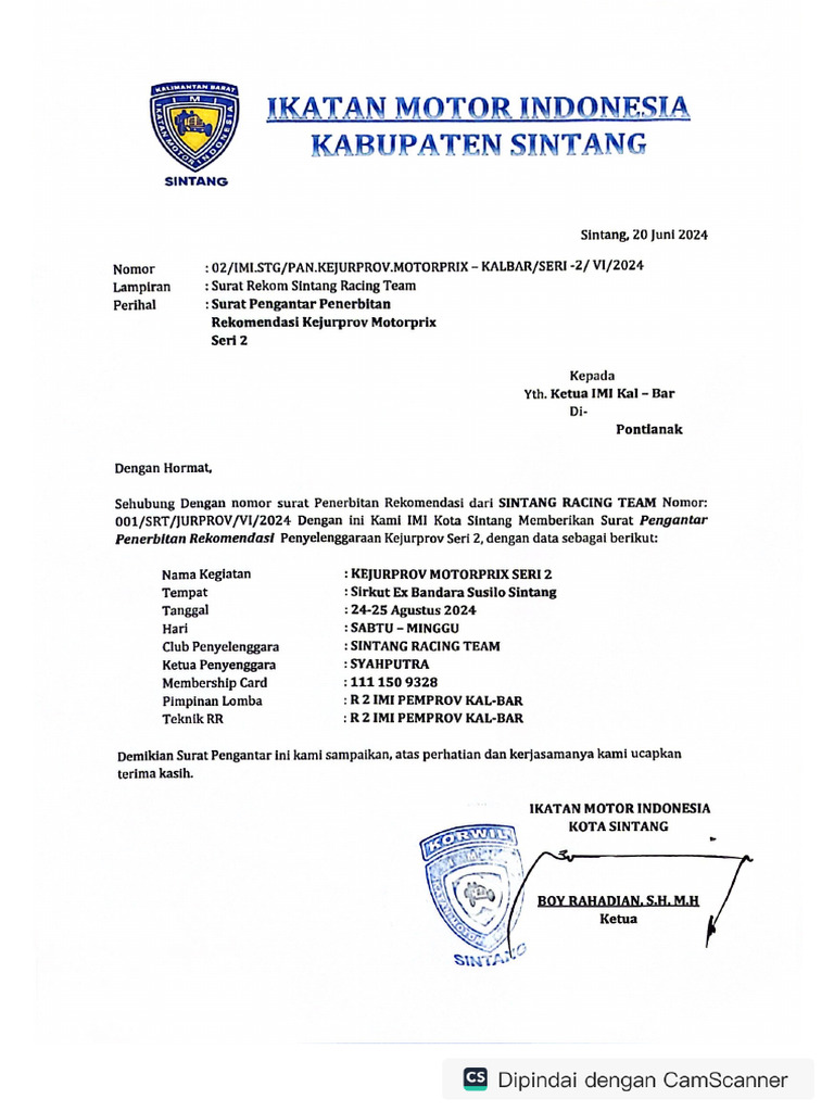 Contoh Rekomendasi IMI | PDF