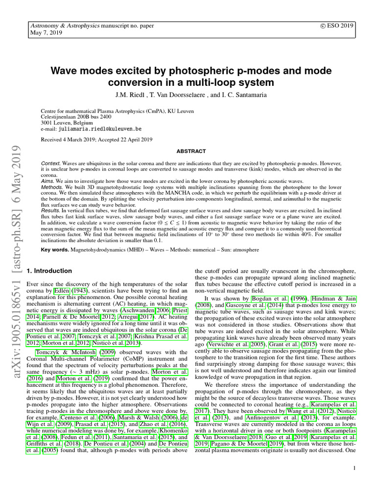 Wave Modes Excited by Photospheric P-Modes and Mode Conversion in A ...