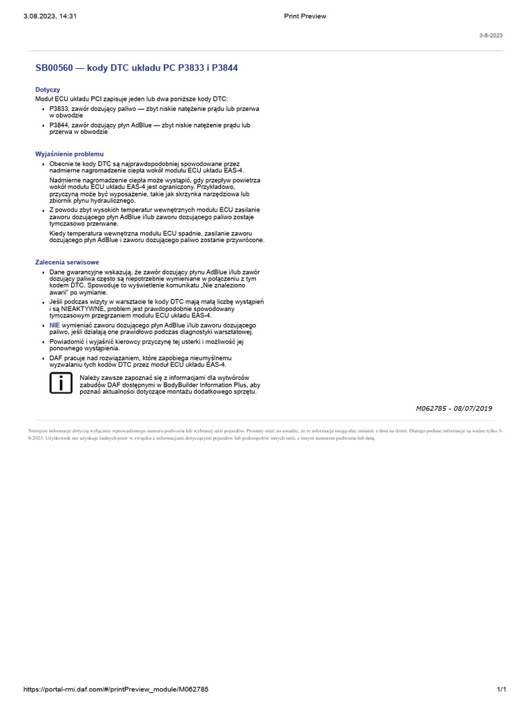 Błedy P3833, P3844 | PDF