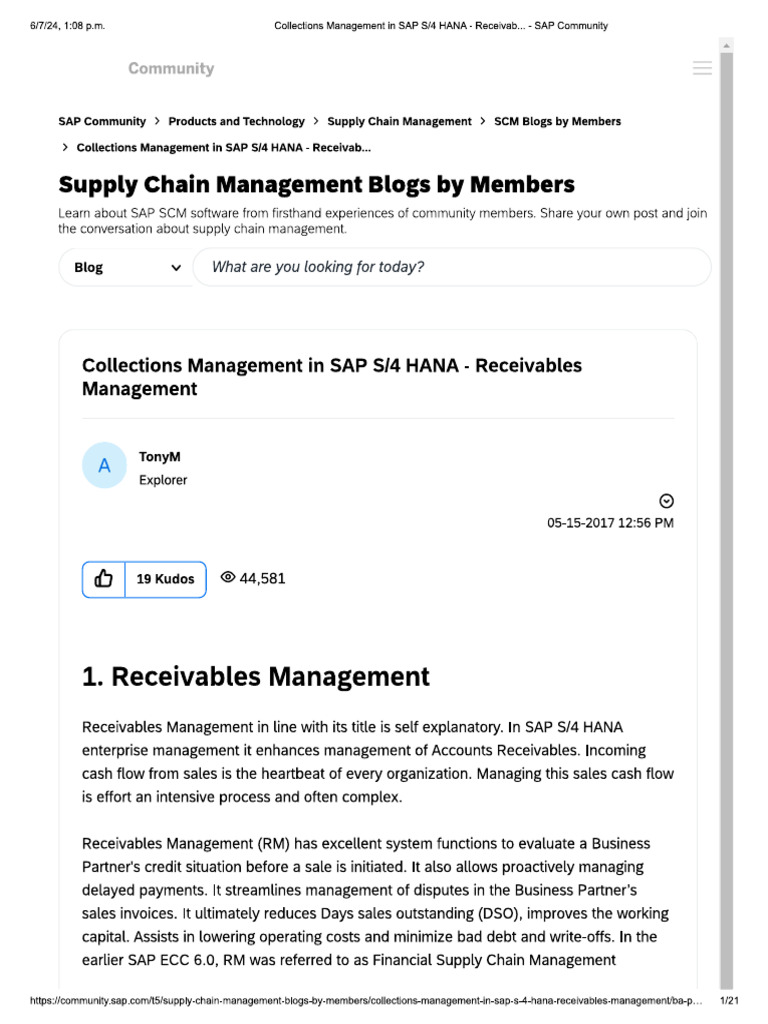SAP FSCM Collections Management Processes | PDF