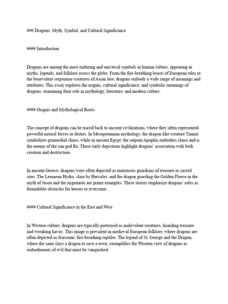 Dragons (ESSAY) | PDF | Dragon | Mythology