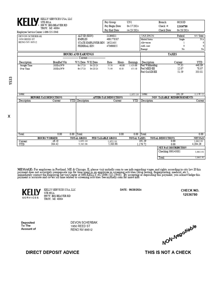Kelly Services Direct Deposit Summary | PDF | Economies | Government ...