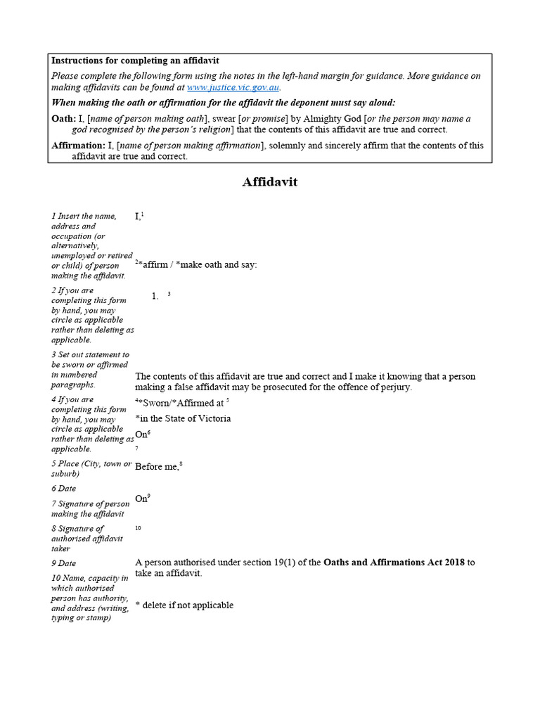 Affidavit Form | PDF | Politics | Social Science