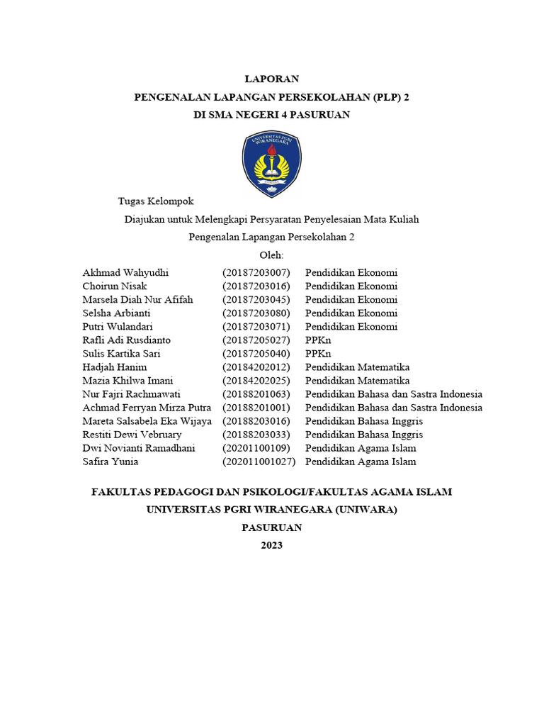 Laporan Luaran PLP 2 | PDF