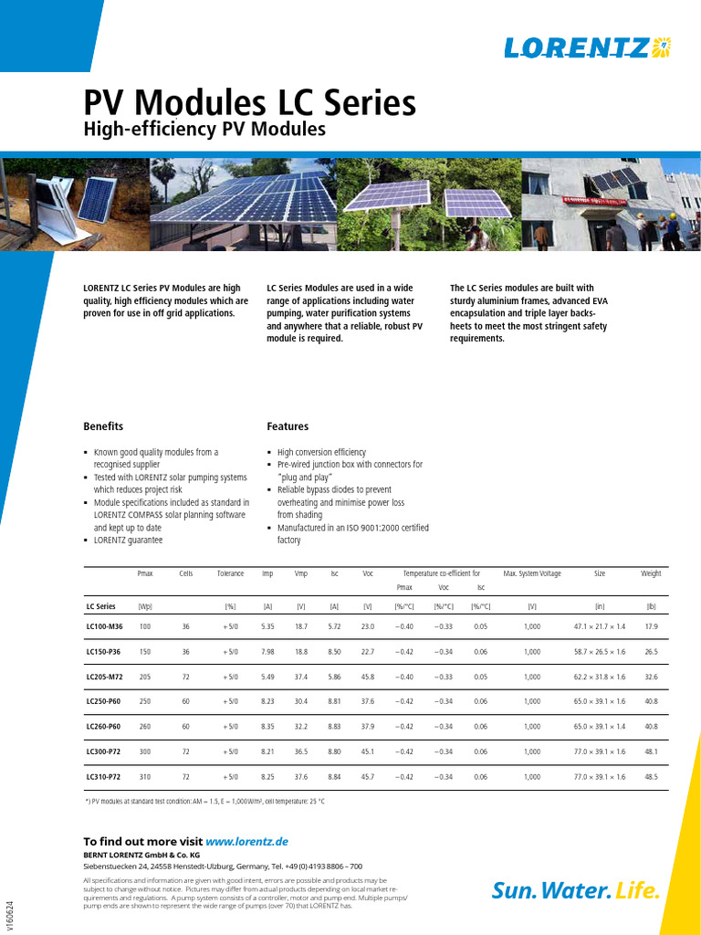 Lorentz Solar Pump Sizing Guide | PDF | Photovoltaics | Solar Panel