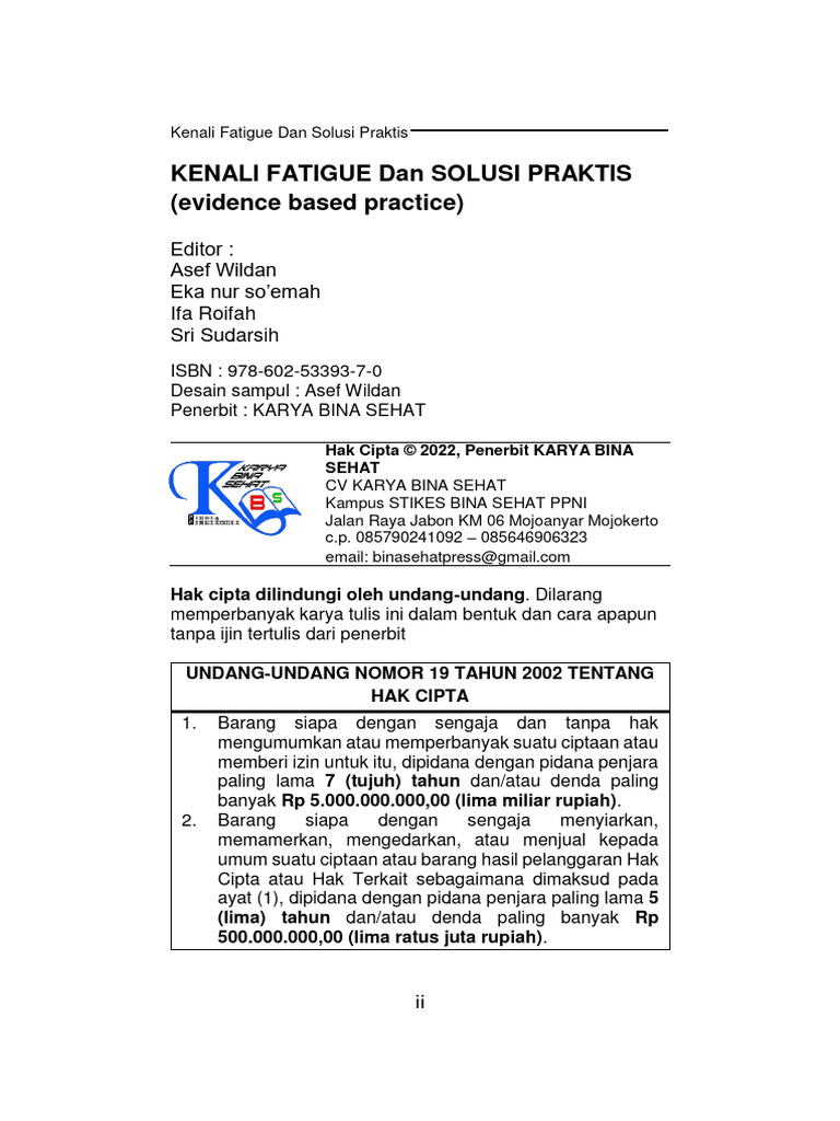 Kenali Fatigue Dan Solusi Praktis (Evidence Base Practice) Hal 57-63 | PDF