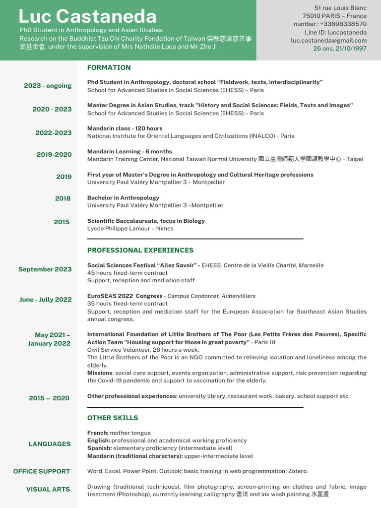Academic CV Castaneda Luc | PDF | History