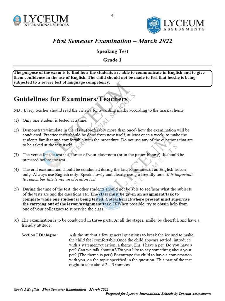 English Speaking Test | PDF | Question | Vocabulary