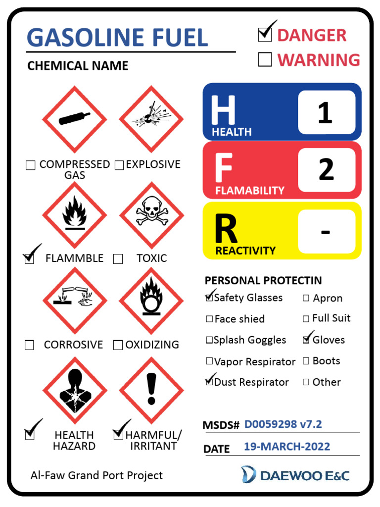 MSDS危险源识别GHS LABEL | PDF | Toxicity | Hazards