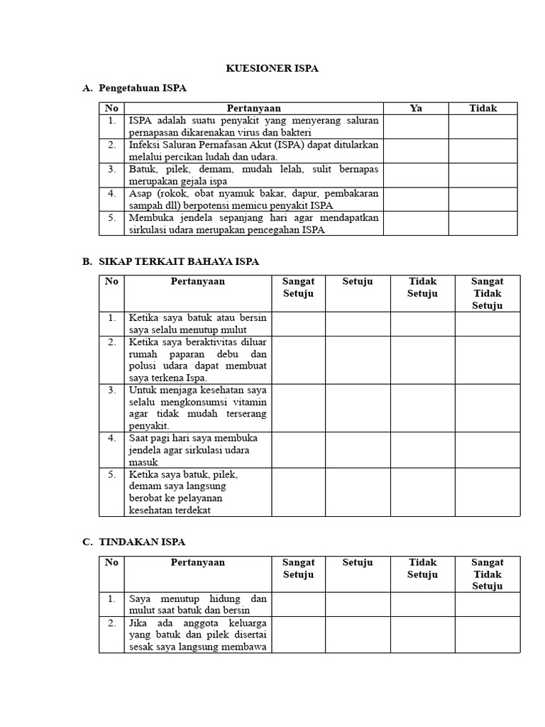 Kuesioner Ispa | PDF | Kesehatan Holistik
