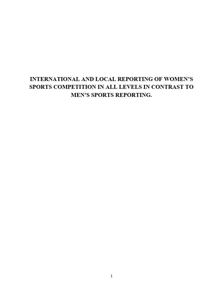 International and Local Reporting of Women's Sports Competition in All ...