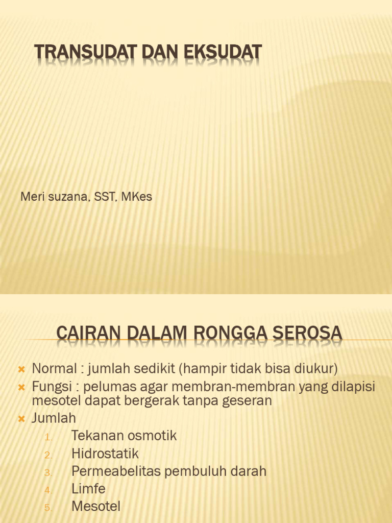 Transudat Dan Eksudat | PDF