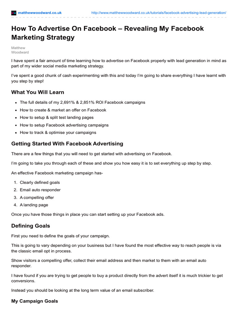 Facebook Marketing Case Study | PDF | Advertising | Facebook