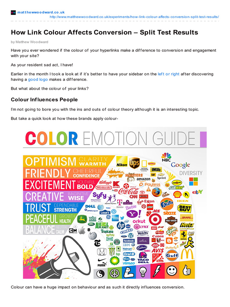 How Link Colour Affects Conversion Rate | PDF | Computers | Social Science