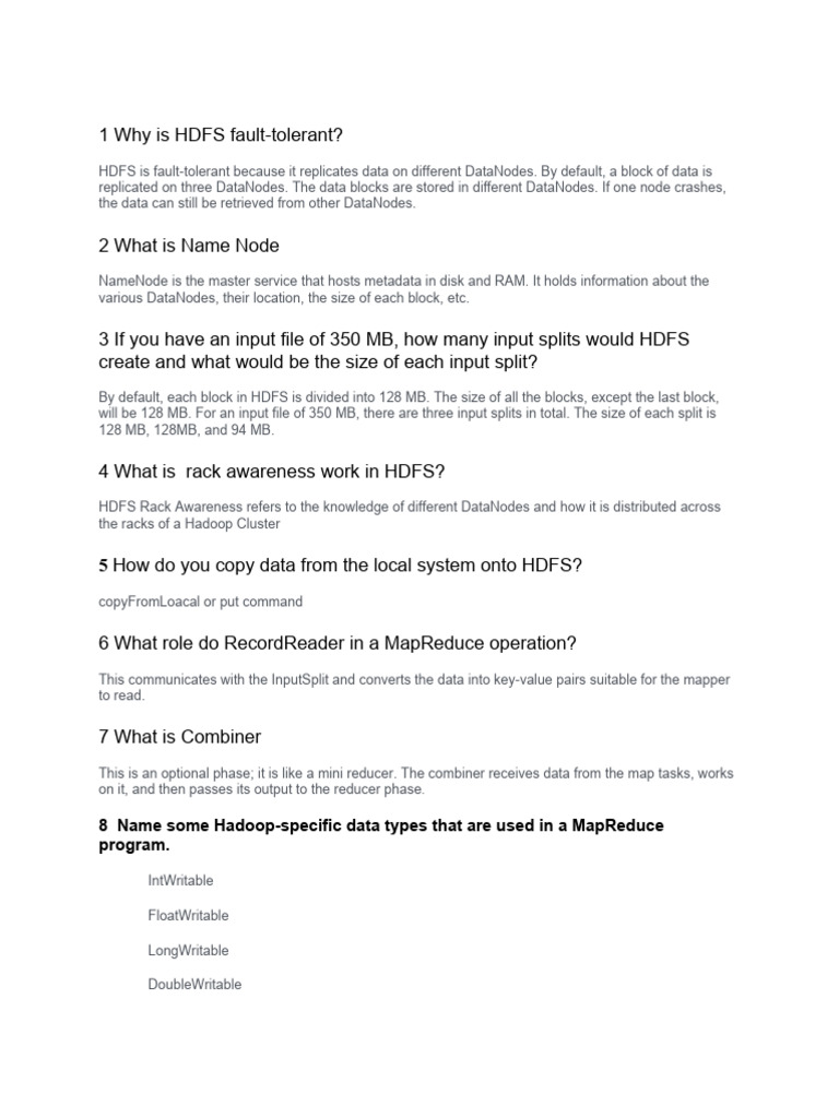 Hadoop Interview Questions | PDF | Apache Hadoop | Map Reduce